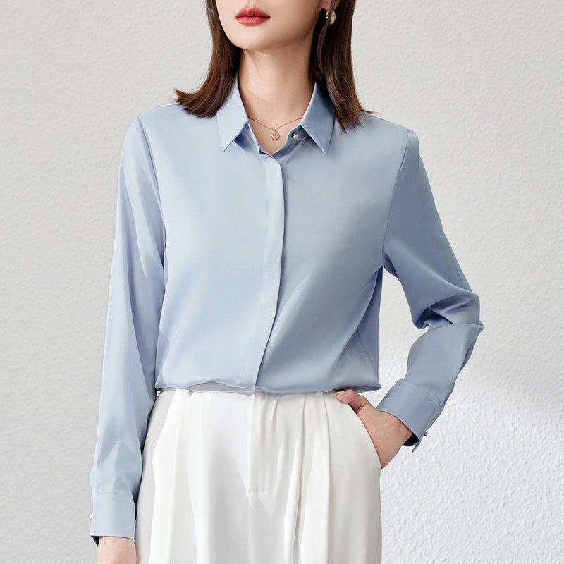 Graceful Satin Top OL Business Clothing Shirt For Women – Seed Sun Soil